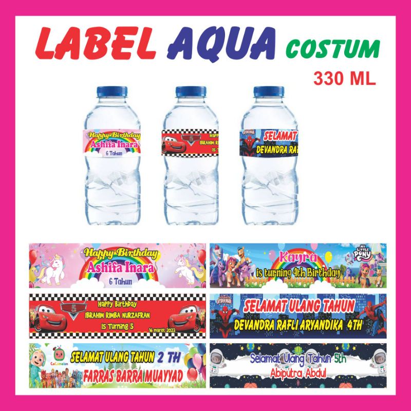 Jual LABEL AQUA ULANG TAHUN CUSTOM - BISA REQUEST TEMA | Shopee Indonesia