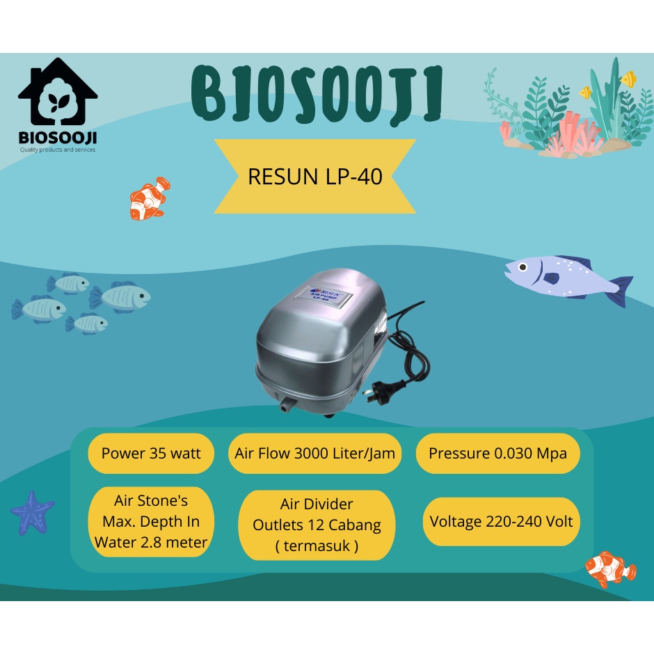 Jual Resun LP-40 Aerator Udara Air Pump Aquarium Biosooji | Shopee ...