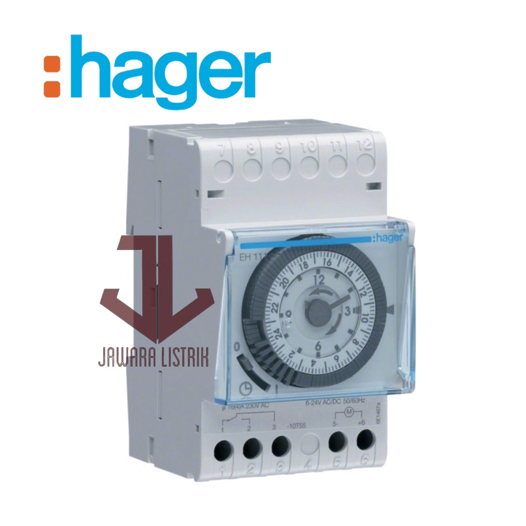 Jual HAGER TIMER SWITCH EH111 ANALOG OTOMATIS AUTO 16A 230V 24H 50Hz ...