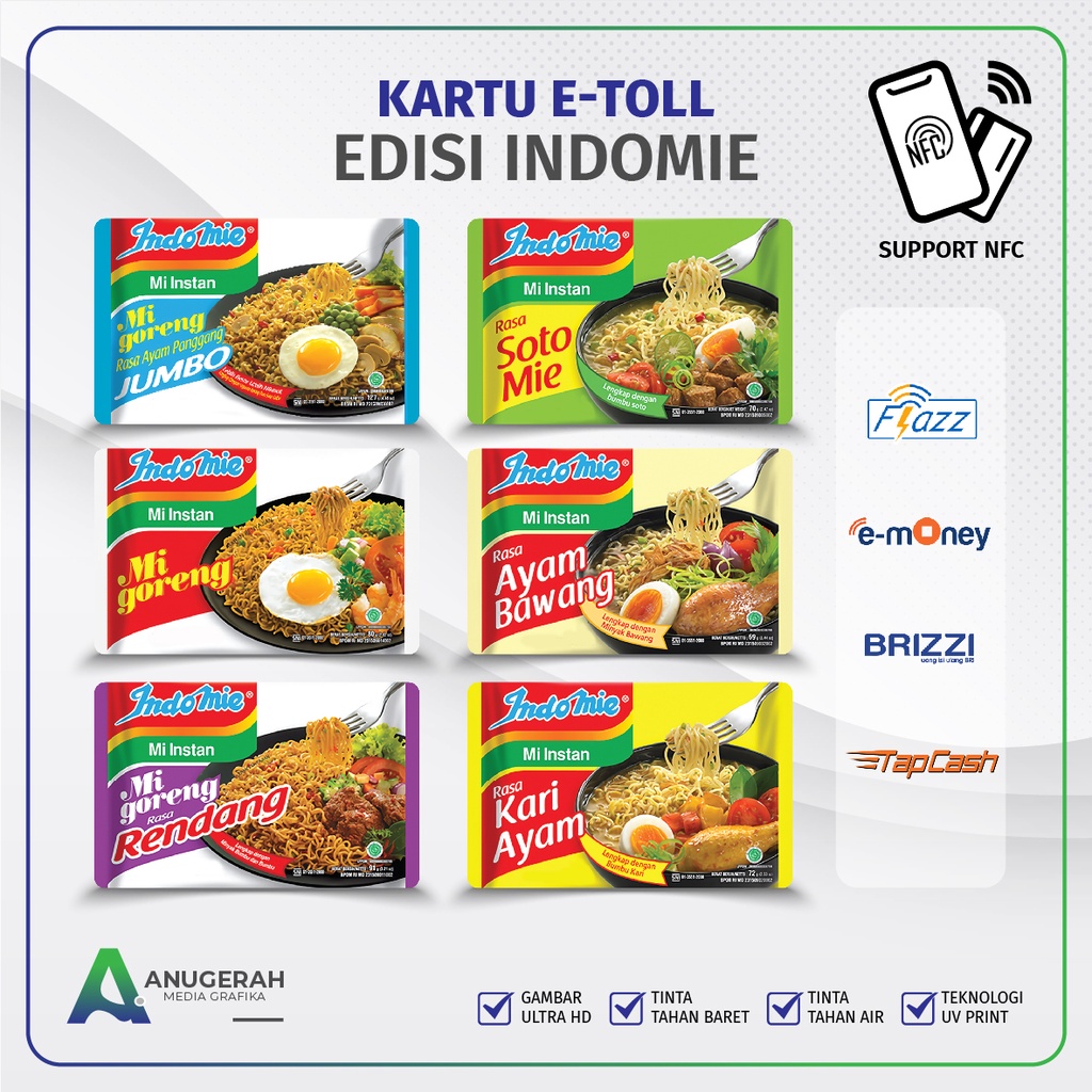Jual Kartu E-toll Flazz BCA Emoney Brizzi BNI Tapcash Edisi Indomie ...
