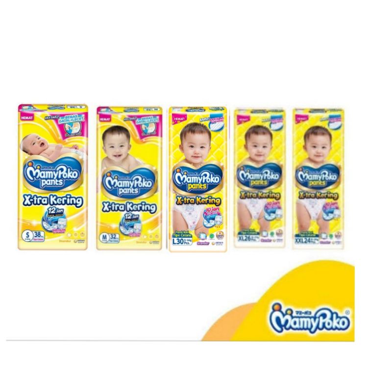 Jual Mamy Poko X-tra Kering S38/M32/L30/XL26 / Popok Celana Bayi ...