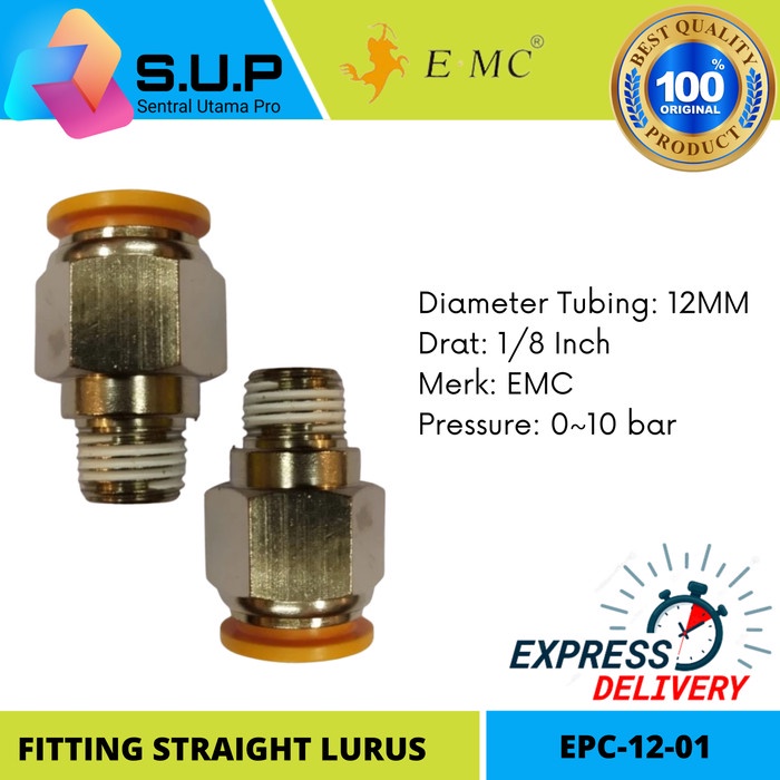 Jual FITTING STRAIGHT LURUS TYPE EPC-12-01 EMC PNEUMATIC UNTUK SELANG ...