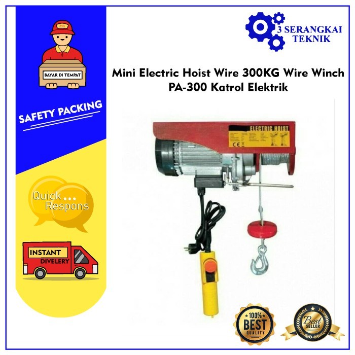 Jual Katrol Mini Electric Hoist Wire 300Kg Wire Winch Pa-300 Katrol ...