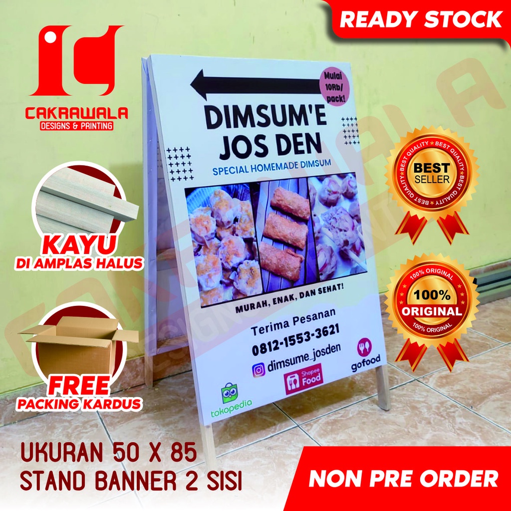 Jual STAND BANNER KAYU JUAL DIMSUM HOME MADE UKURAN 50 X 85 - STANDING ...