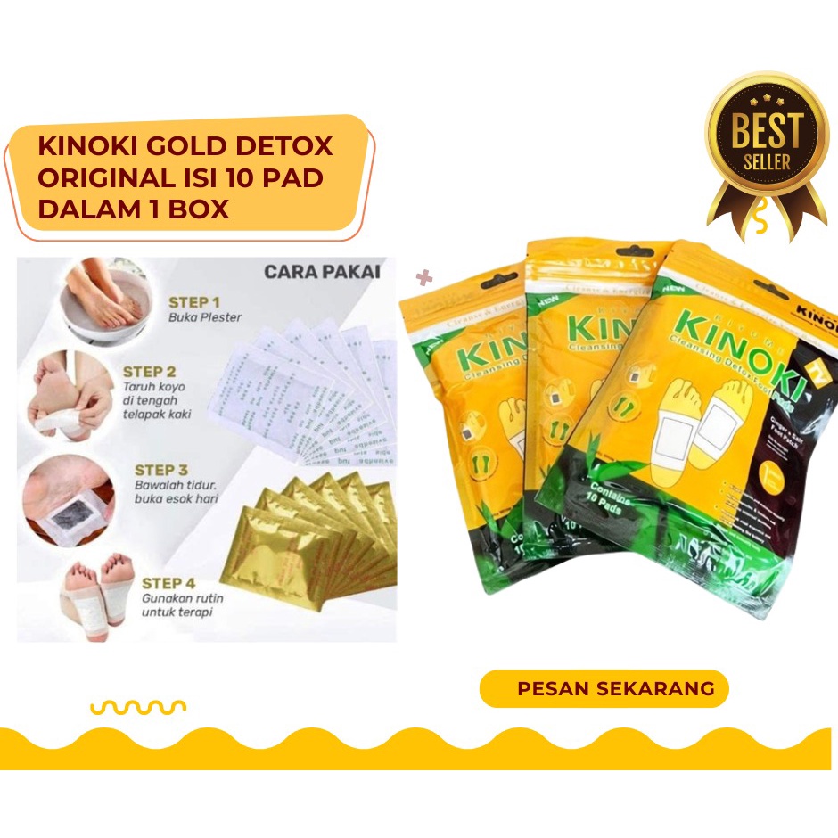 Jual GW [1 KOTAK = 10 PADS] KOYO KINOKI GOLD NEW PACKAGING DETOX FOOT ...