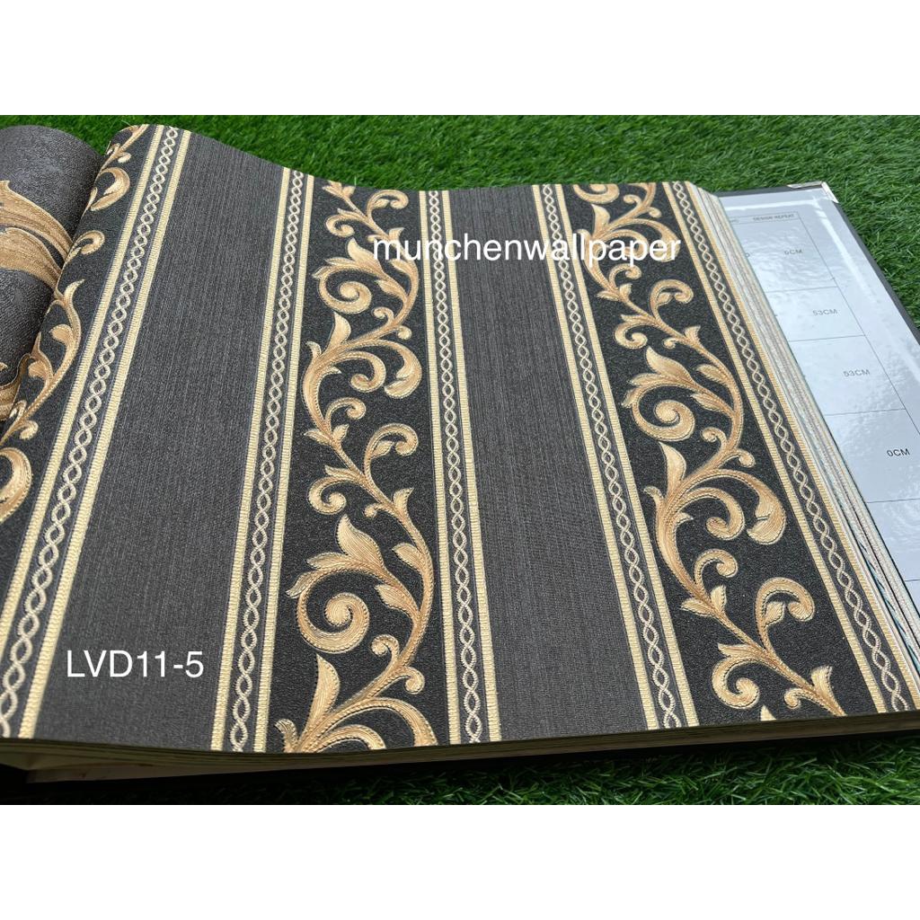 Jual Wallpaper Dinding Ulir Salur Garis Grey Abu Gold Emas Elegan ...