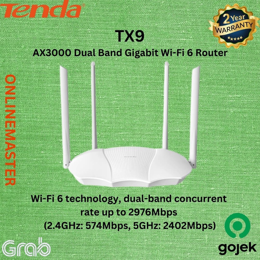 Jual Tenda TX9 AX3000 Dual Band Gigabit Wi-Fi 6 Router | Shopee Indonesia