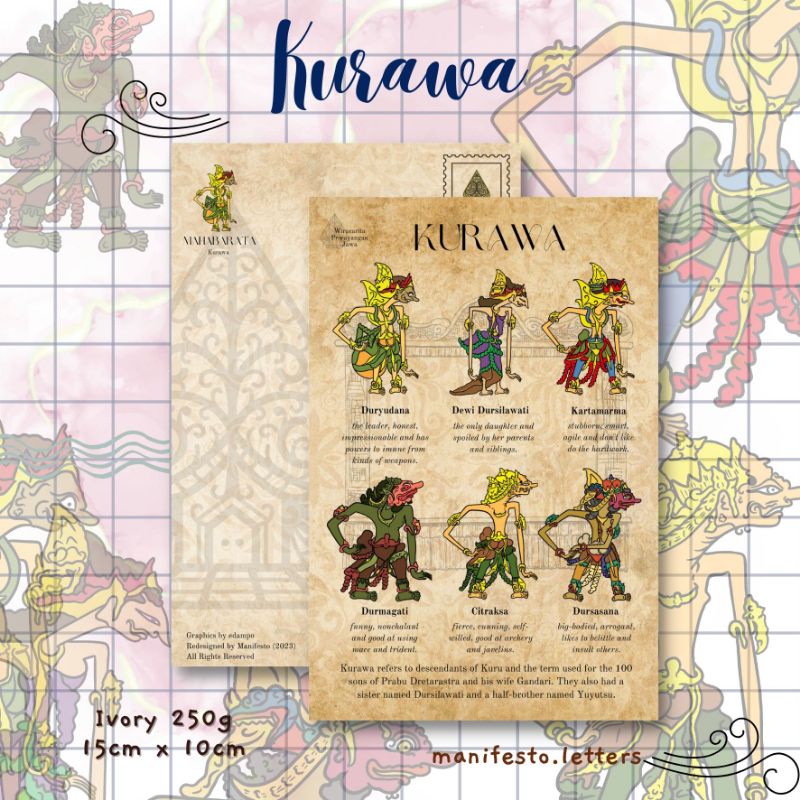 Jual Postcard Karakter Pewayangan Jawa | Kartu Pos Mahabarata | Pandawa ...