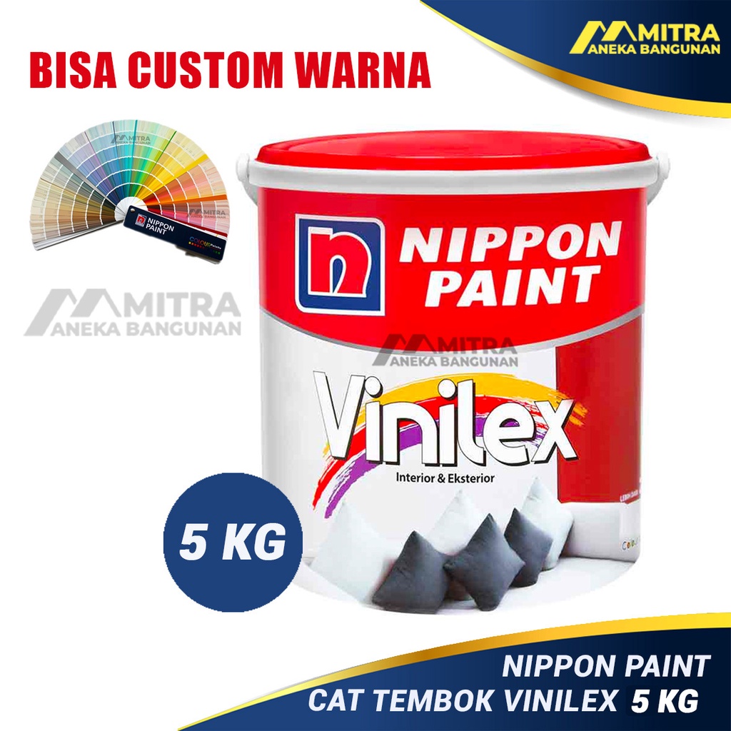 Jual CAT TEMBOK INTERIOR EKSTERIOR VINILEX 5 KG / BISA CUSTOM WARNA / NIPPON PAINT TINTING / CAT ...
