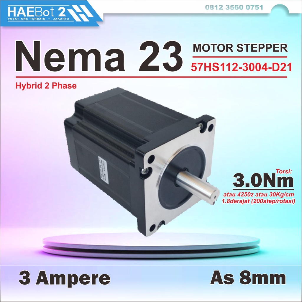 Jual [HAEBOT 2] Motor Stepper Nema 23 Nema23 57HS112 3Nm 112mm 3A CNC ...