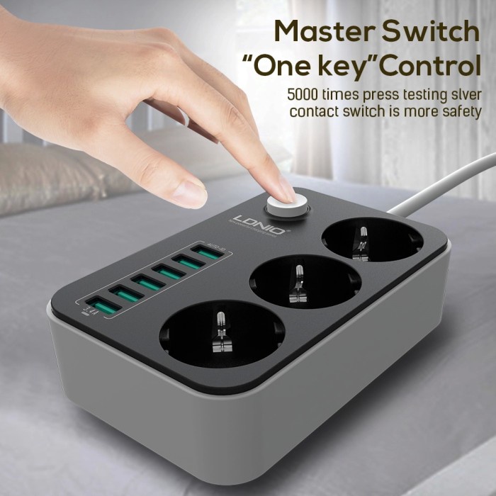 Jual Original LDNIO SE3631 Stop Kontak 3 Socket + 6 USB 3,4A Fast charging | Shopee Indonesia