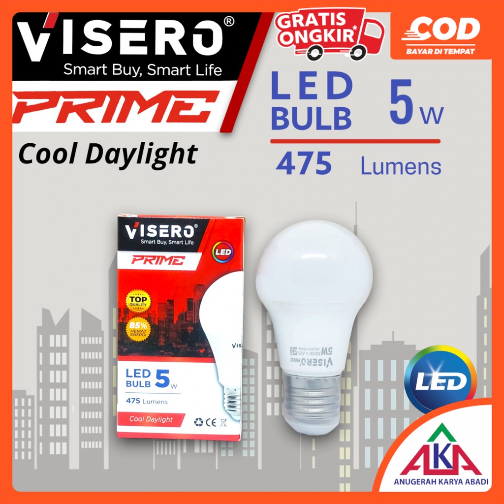 Jual Bohlam Lampu LED VISERO PRIME 5W SNI Hemat Energi Cool Daylight | Shopee Indonesia