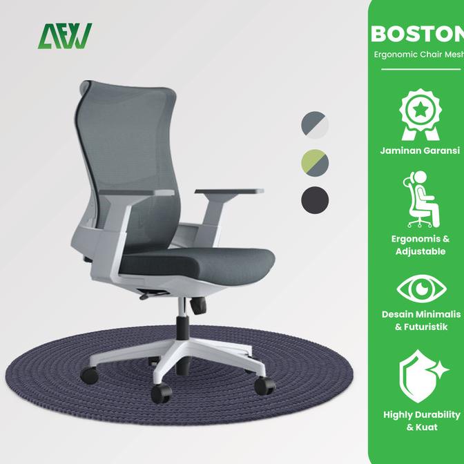 Jual Boston Kursi Ergonomic Chair Mesh Office Chair Lumbar Support ...