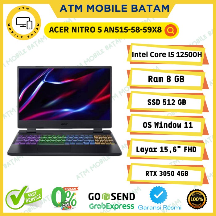 Jual ACER Nitro 5 AN515-58-59X8 i5-12500H 8GB 512G RTX3050 144Hz WIN11 ...
