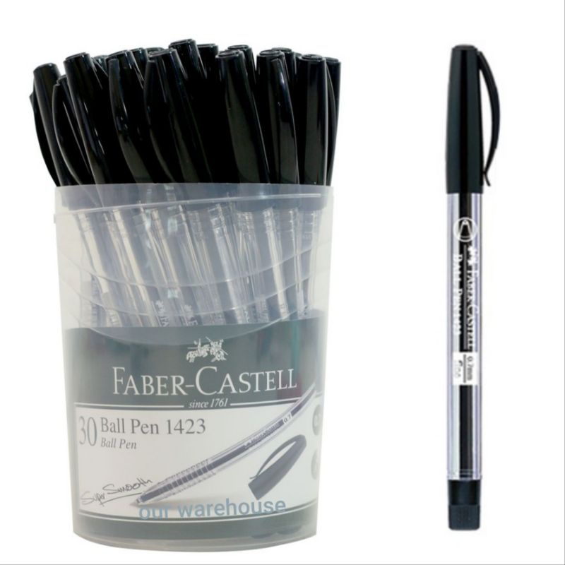 Jual Pen Pena Faber Castell 0.7mm Ball Pen 1423 Hitam Transparan ...