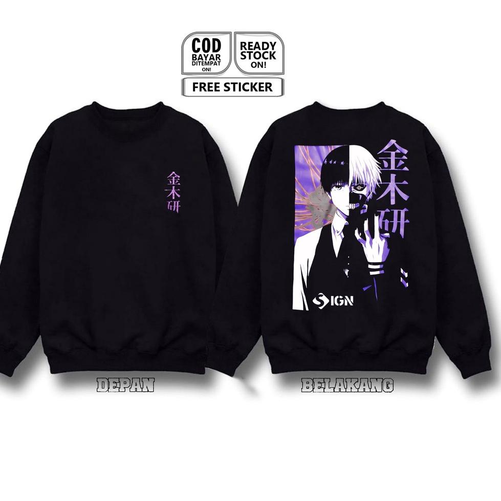Jual READY SWEATER CREWNECK TOKYO GHOUL KANEKI SPLIT FACE ANIME ...