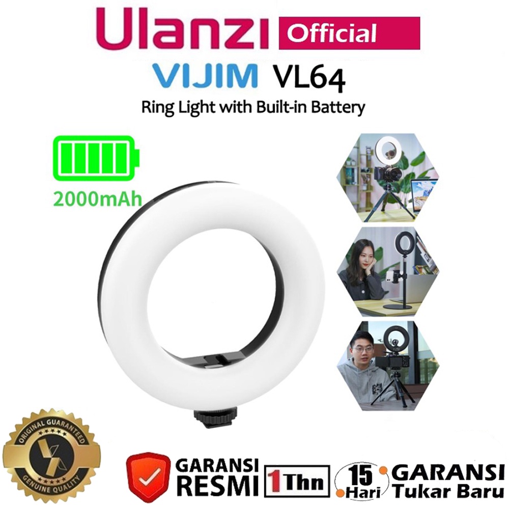 Jual Ulanzi Vijim VL64 LED Ringlight Ringlite with Built-in Battery | Shopee Indonesia
