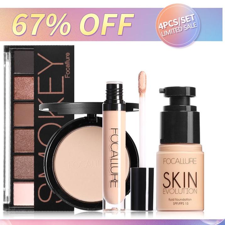 Jual Termurah FOCALLURE 4-PCS Makeup set ( Eyeshadow / Face foundation ...