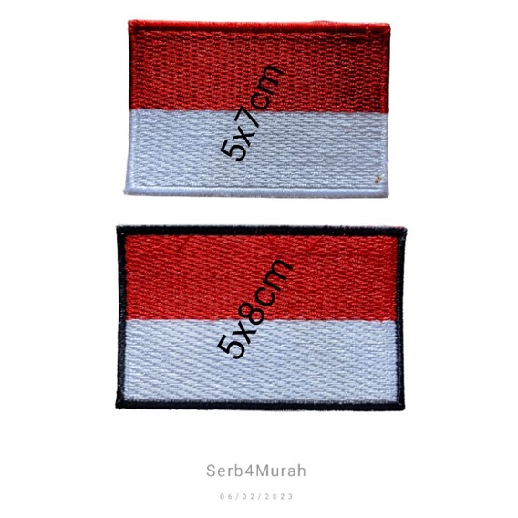 Jual emblem bordir BENDERA MERAH PUTIH uk 5x7 - 5x8 cm bat/atribut ...