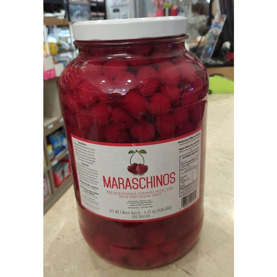 Jual Maraschinos Cherry Tangkai Merah Repack 200gr /Maraschinos Cherry ...
