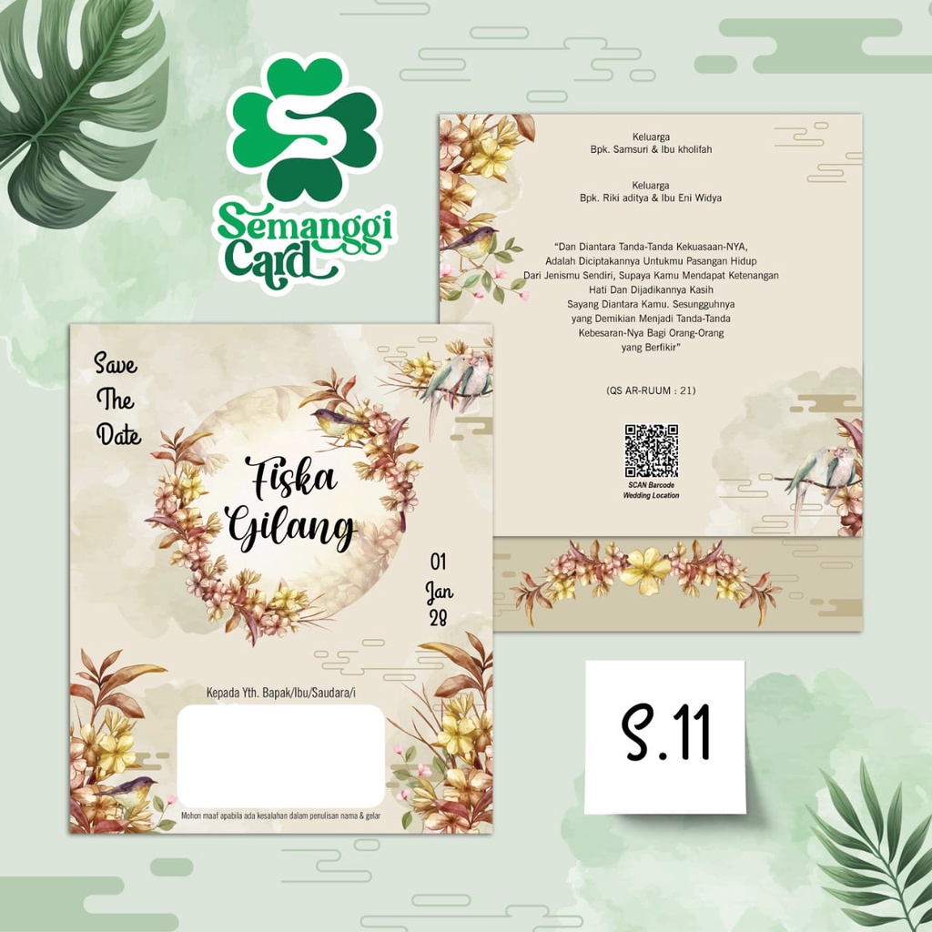 Jual Blangko Undangan Semanggi 11 (Free File Setting Corel) | Shopee ...