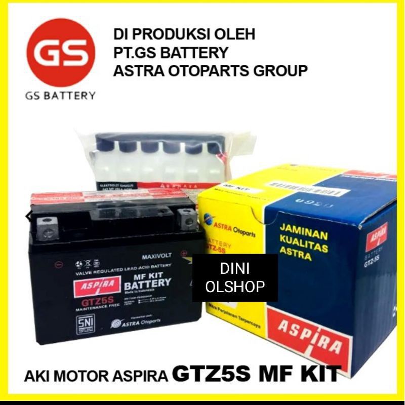 Jual AKI ACCU ASPIRA GTZ5S MF KIT MOTOR SUZUKI SHOGUN 125 SPIN MATIC ...