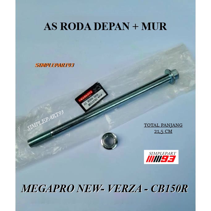Jual AS RODA DEPAN + MUR MOTOR HONDA - MEGAPRO NEW VERZA CB150R ...