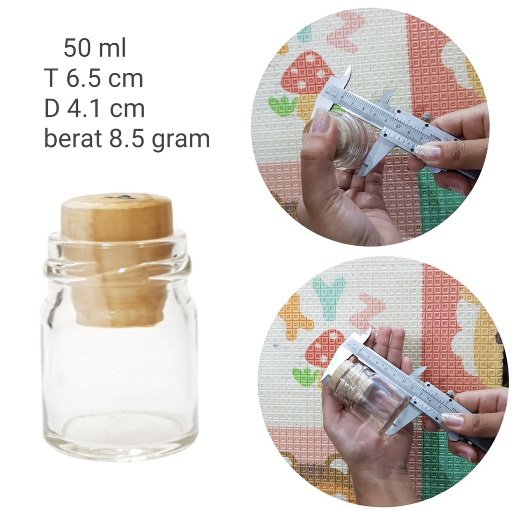 Jual 50 ml + Tutup Kayu / Botol Kaca souvenir tutup kayu / botol ...