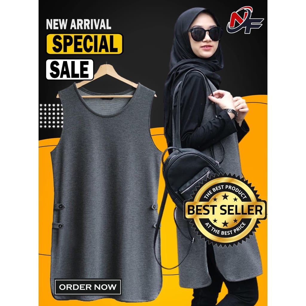 Jual Rompi Wanita Tanpa Lengan Kekinian //Tunik Long Dress //Outer ...