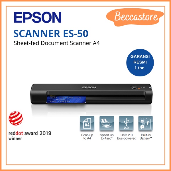 Jual Epson WorkForce ES-50 - Scanner Epson ES50 | Shopee Indonesia