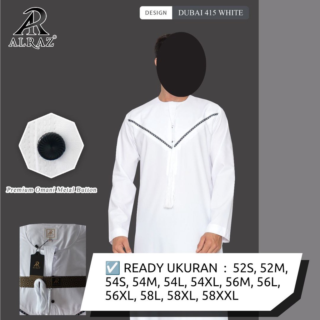 Jual COD JUBAH AL RAZ DUBAI OBLONG TANPA KERAH PREMIUM LENGAN PANJANG ...