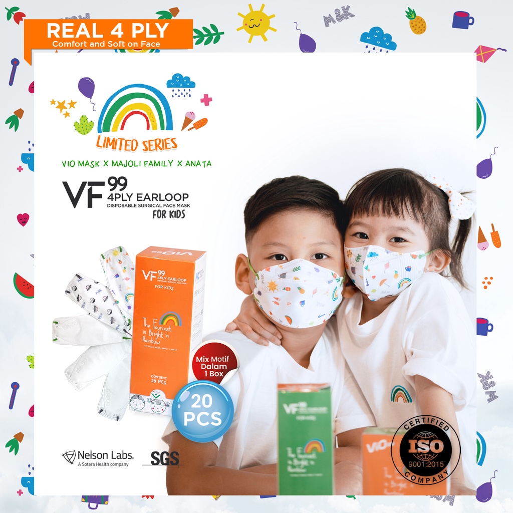 Jual Vio99 x Majoli x Anata - Vio VF Kids Mask 4 ply Limited Series isi ...