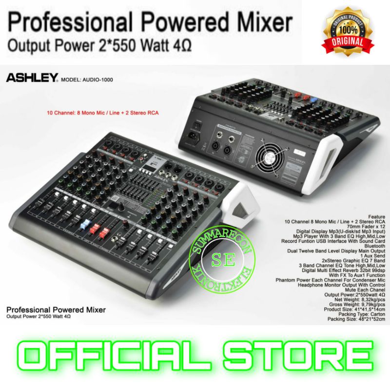 Jual power mixer ashley audio 1000 original powered mixer 10 channel | Shopee Indonesia