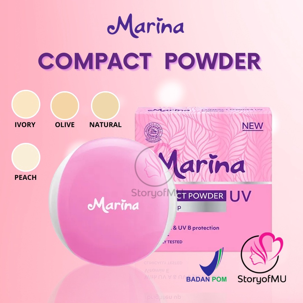 Jual MARINA Compact Powder UV Brighten Up 12gr Ivory Olive Peach ...