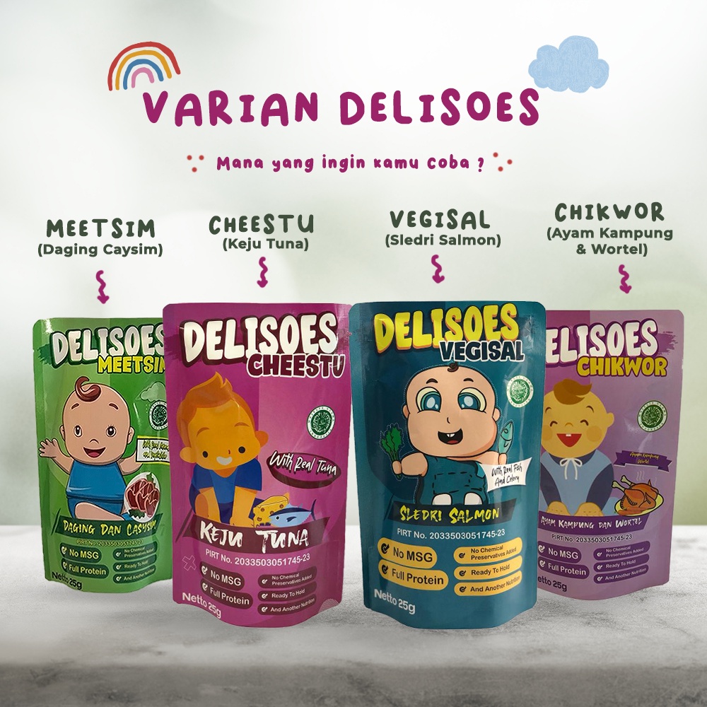Jual SNACK BAYI DELISOES - Cemilan Bayi No Msg Varian Ikan Sayuran ...