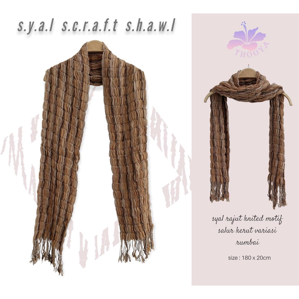 Jual Syal Wanita Kerut Rajut Bahan Knit Salur | Scarf Knited | Shawl ...