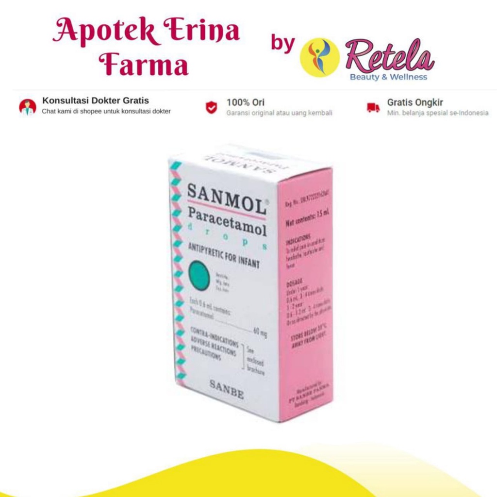 Jual Sanmol Drop isi 15ml Paracetamol - Menurunkan Demam Pada Bayi ...