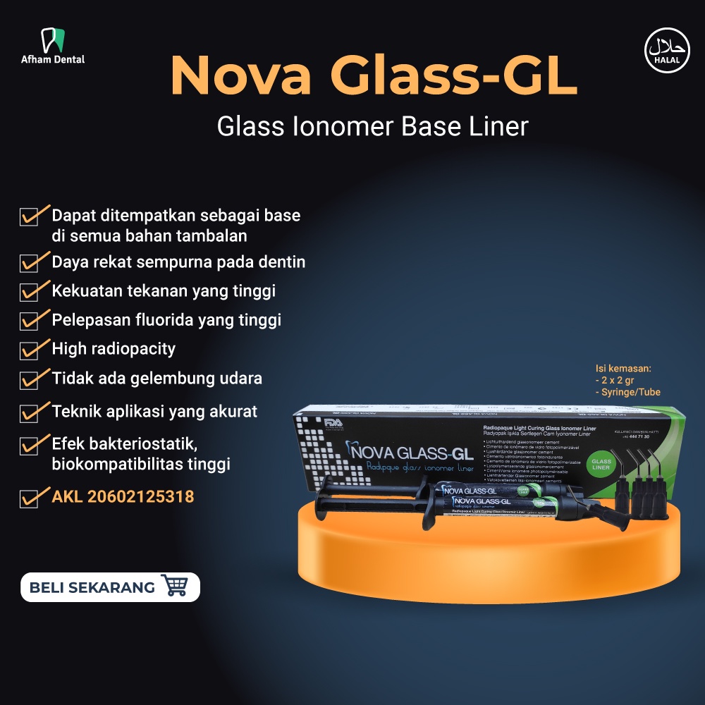 Jual Dental Glass Ionomer Cavity Liner Light Cure Ionoseal Nova Glass Gl Imicryl Registrasi
