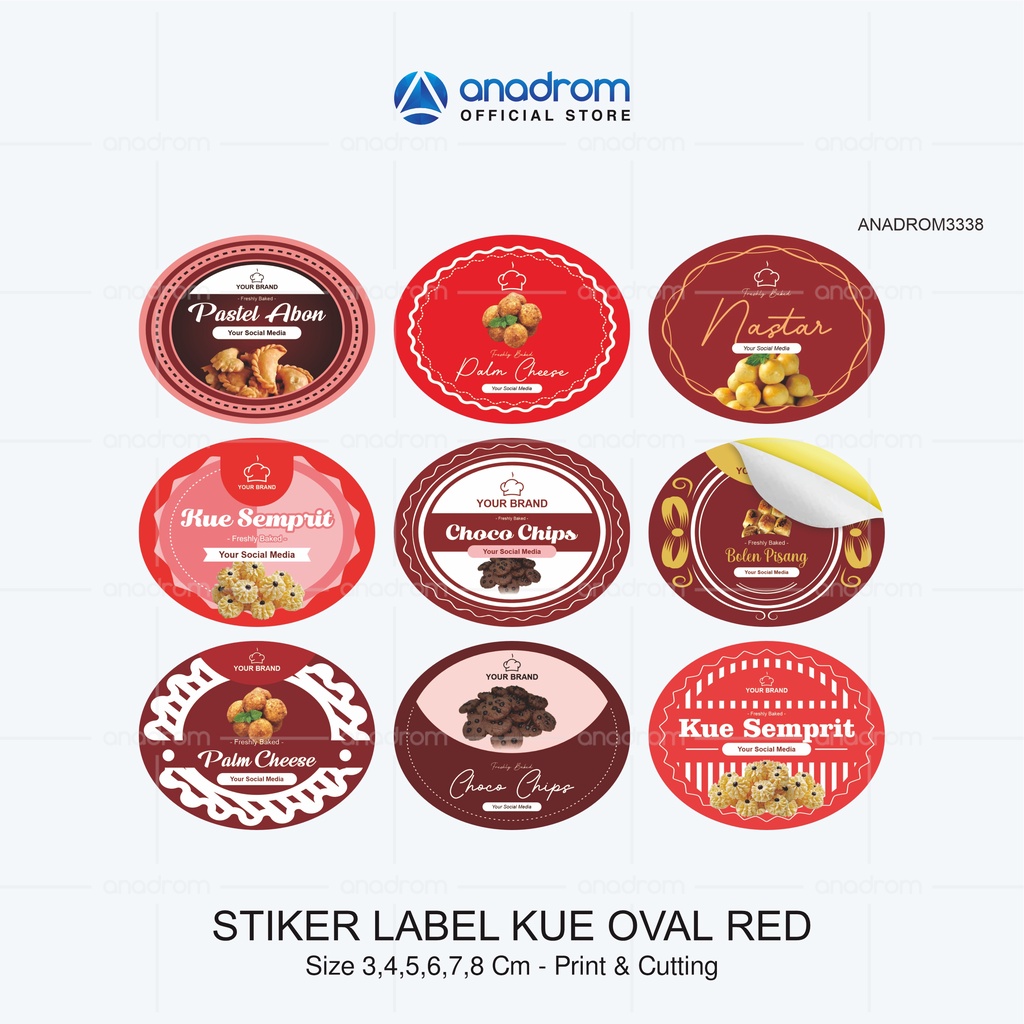 Jual Stiker Label Kue Oval Red | Sticker Label Kue Kering | Anadrom ...