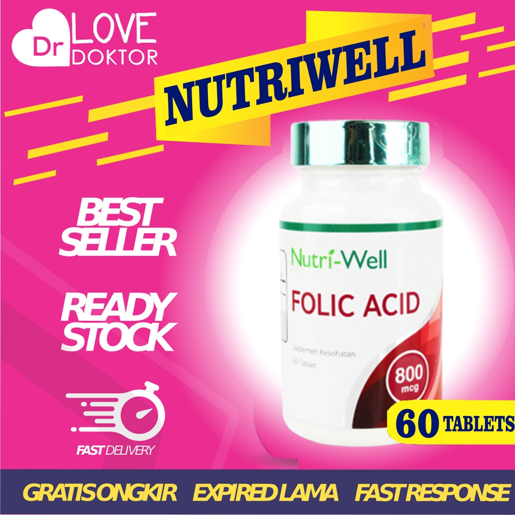Jual NUTRIWELL NUTRI WELL VITAMIN FOLIC ACID 800 MCG VIT ASAM FOLAT ...