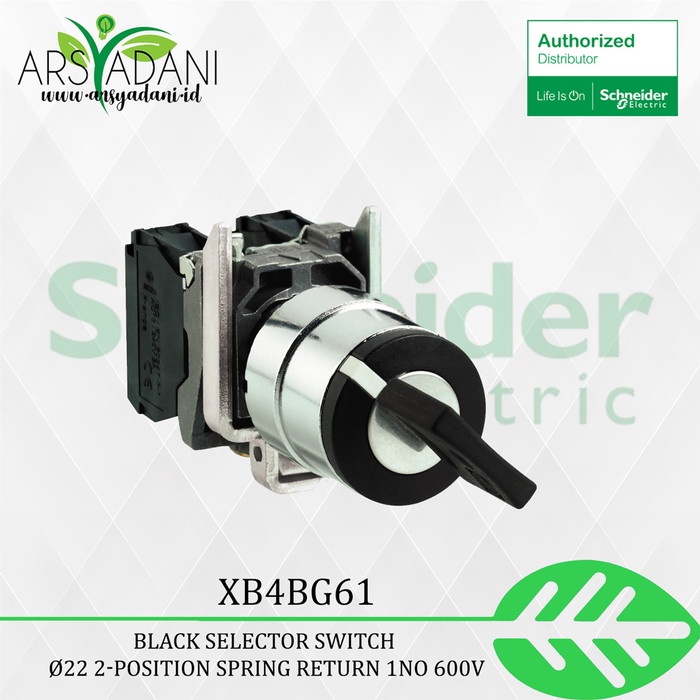 Jual XB4BG61 - Black selector switch Ø22 2-position spring return 1NO ...