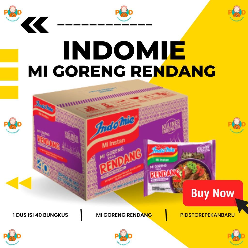 Jual 1 DUS ISI 40 BUNGKUS INDOMIE MI GORENG RENDANG / 1 KARDUS KARTON ...