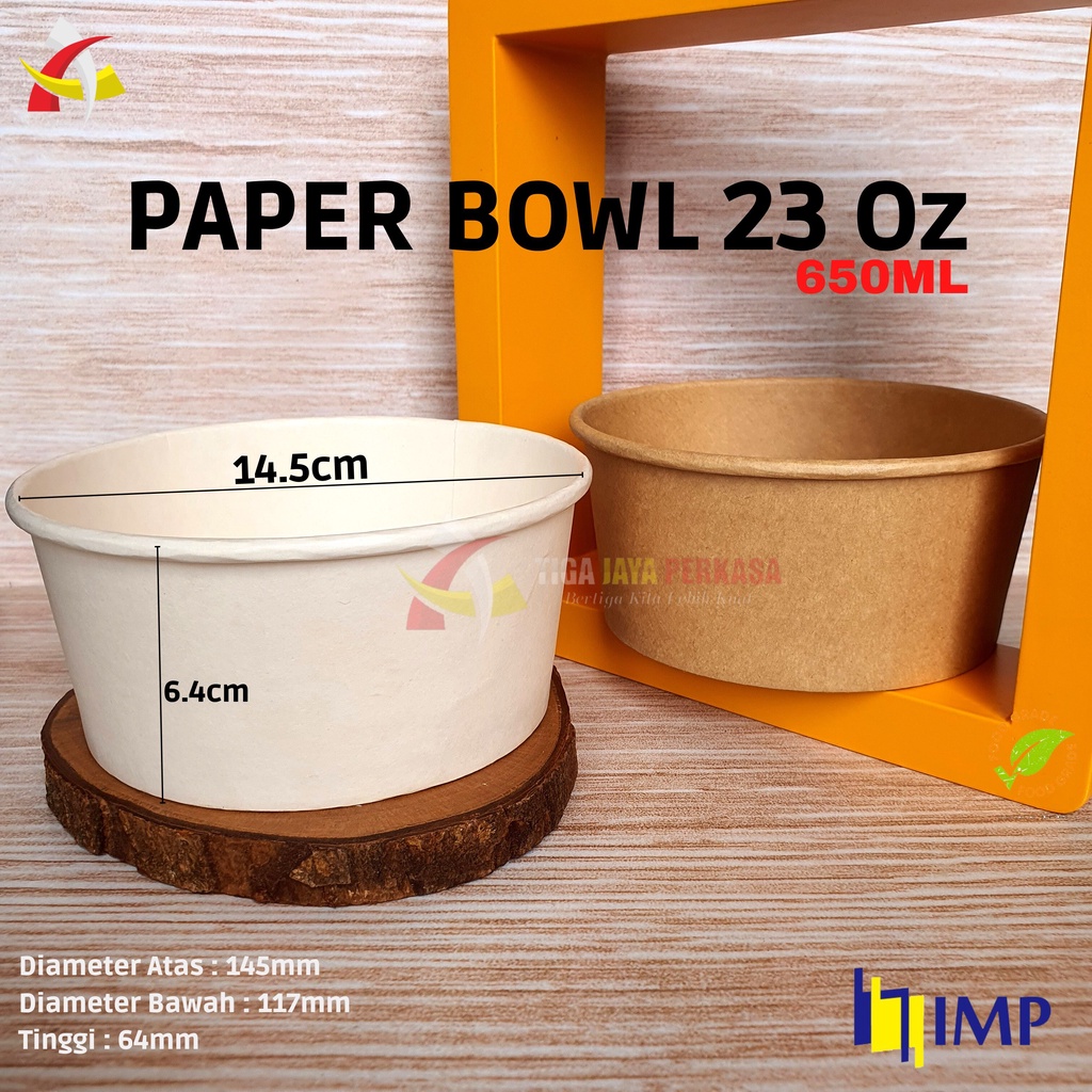 Jual Paper Bowl 650ml IMP / Paper Bowl 23oz Tebal Foodgrade / Mangkok ...