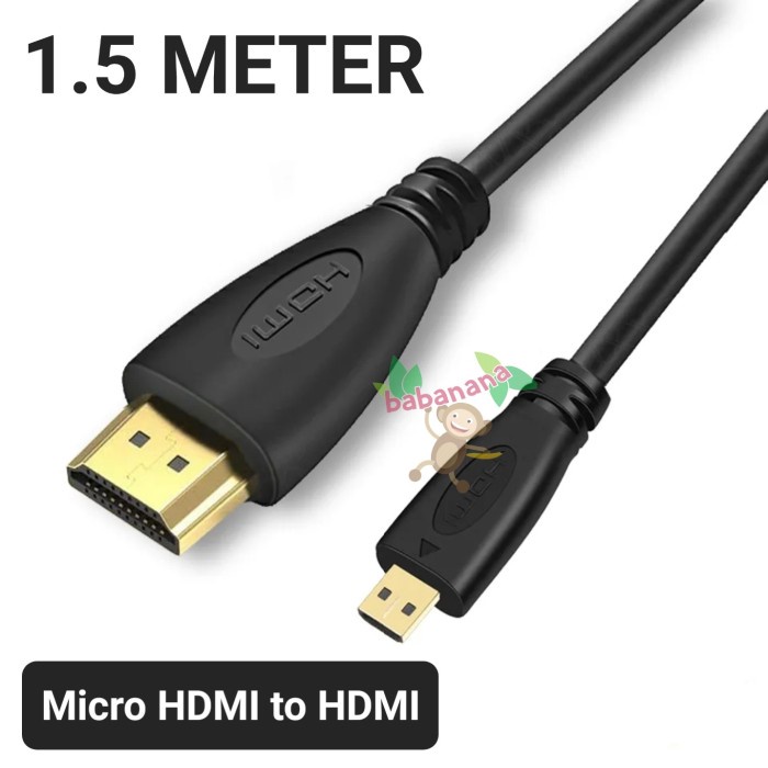 Jual Kabel Micro HDMI to HDMI 1.5M Converter Display Cable Adapter Laptop | Shopee Indonesia