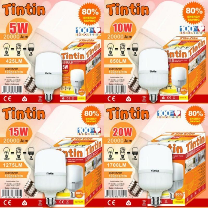 Jual Lampu Led Tintin 5W/10W/15W/20Watt / Lampu Led Murah | Shopee Indonesia