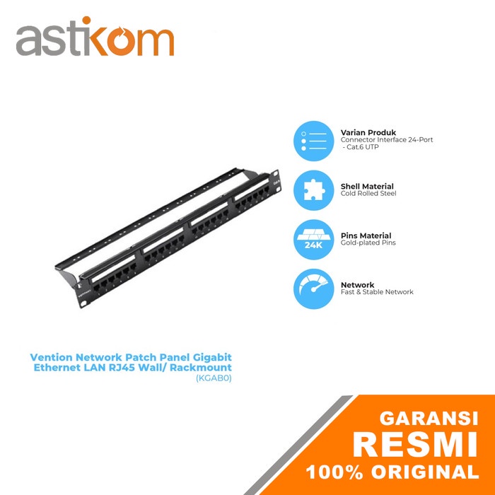 Jual Vention Network Patch Panel Gigabit LAN RJ45 24 Port Rackmount ...