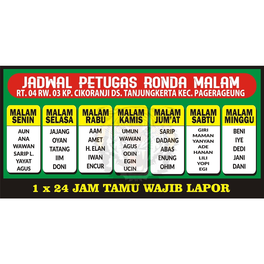 Jual Spanduk Banner Jadwal Ronda Pos Kamling | Banner Ronda Malam ...