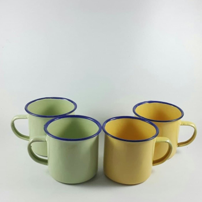 Jual Cangkir Mug Enamel Seng Jadul Polos Kuning/Hijau 7 cm Satuan/Ecer ...