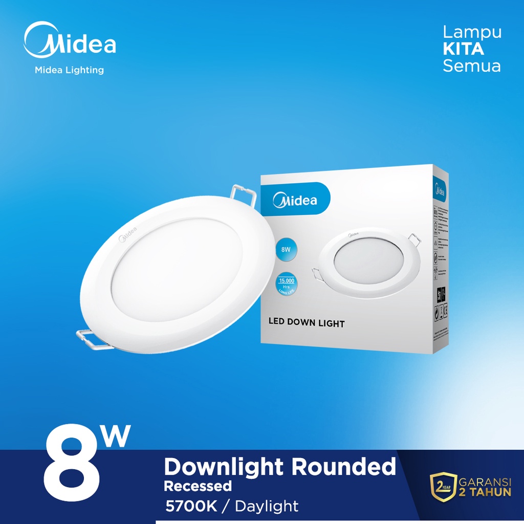 Jual Midea Lighting - Lampu LED Downlight 8 Watt 5700K 4.5 Inch - Day ...