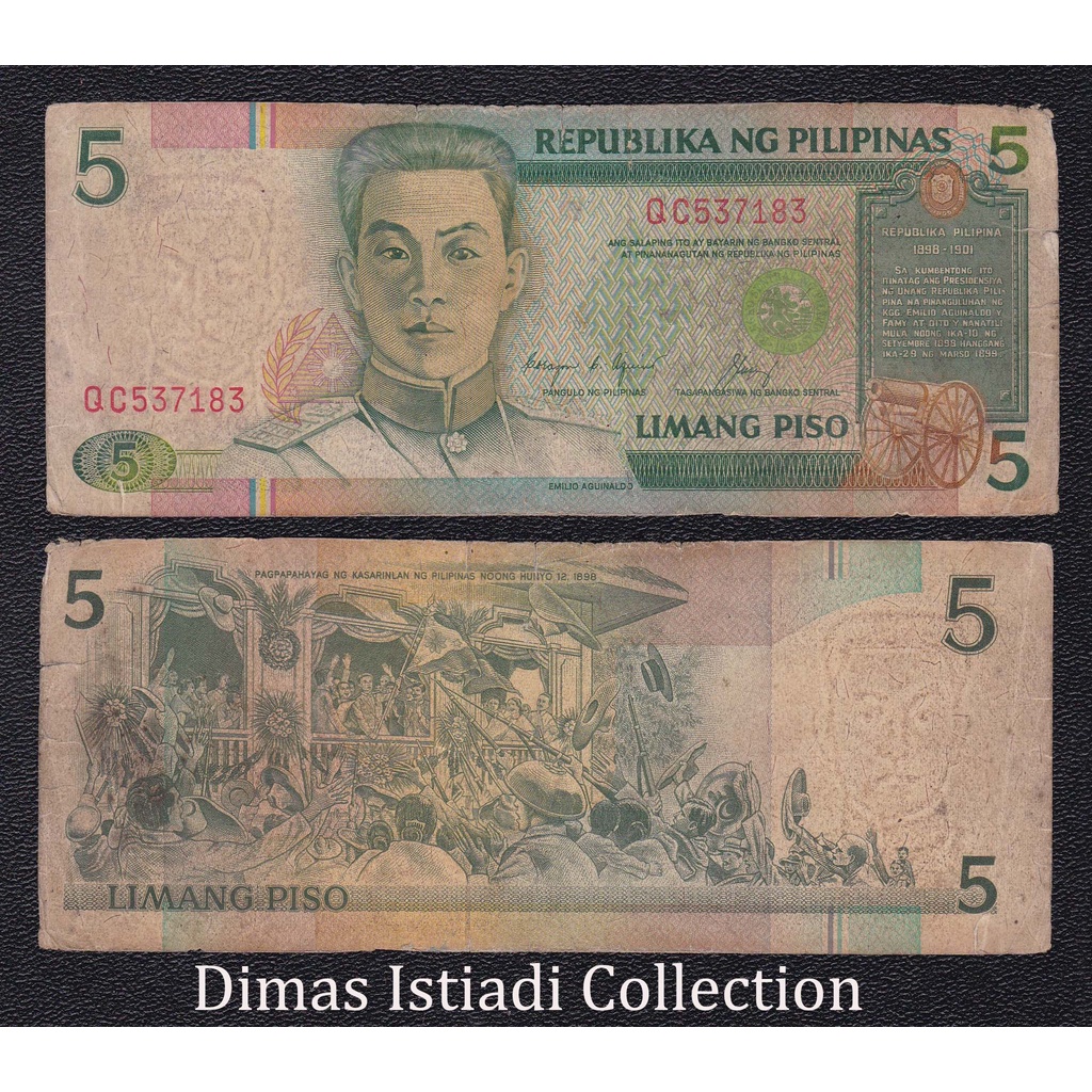 Jual Uang Kuno (Uang asing) 5 Limang Piso Filipina Tahun 1898-1901 ...
